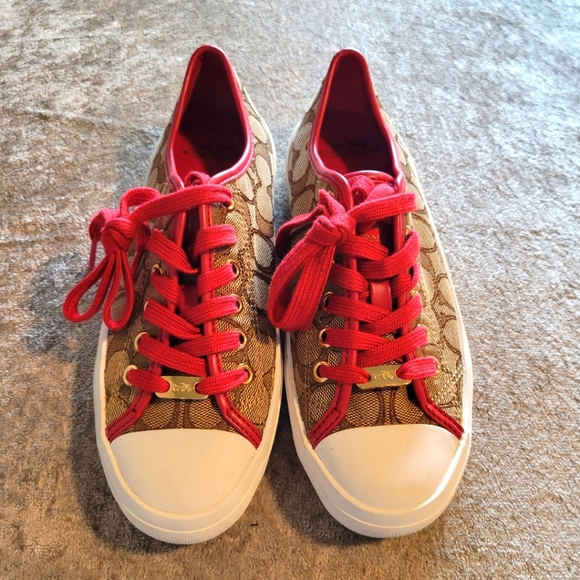 Coach | Shoes | Coach Empire Sneakers Red Sz 65 | Poshmark